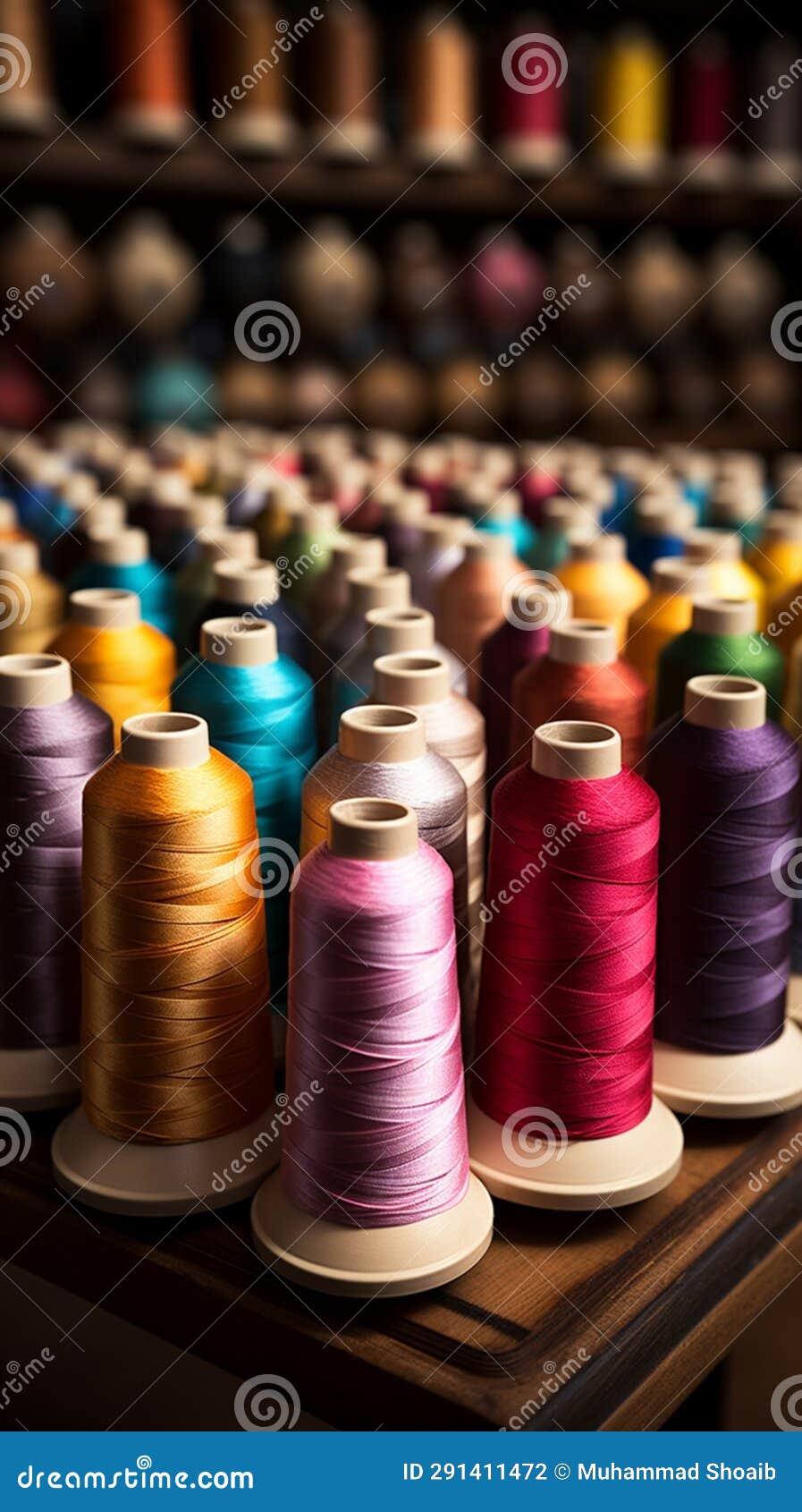 Massive Collection of Bobbin Threads Arranged on Warping Machine in ...