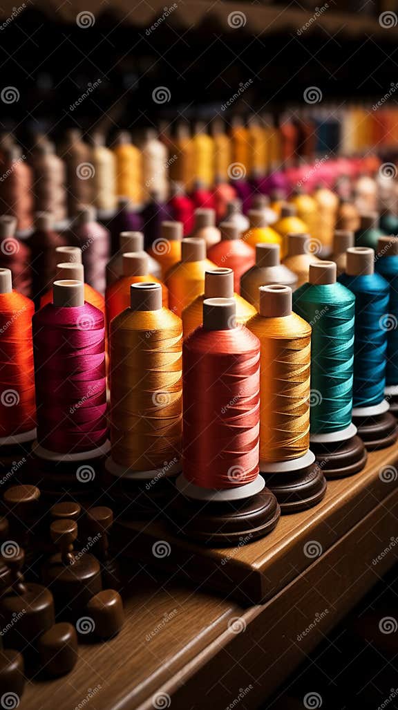 Massive Collection of Bobbin Threads Arranged on Warping Machine in ...