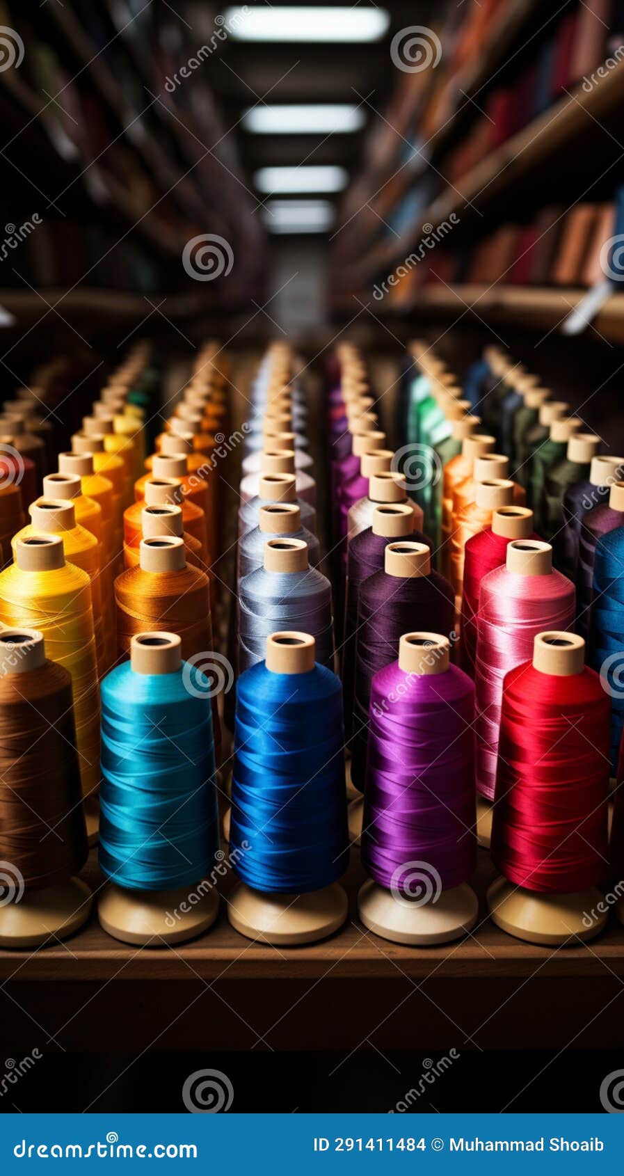 Massive Collection of Bobbin Threads Arranged on Warping Machine in ...