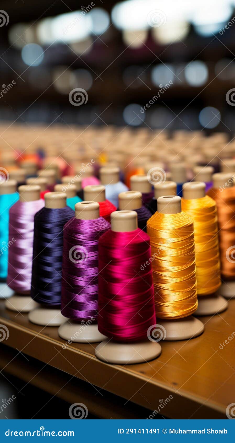 Massive Collection of Bobbin Threads Arranged on Warping Machine in ...