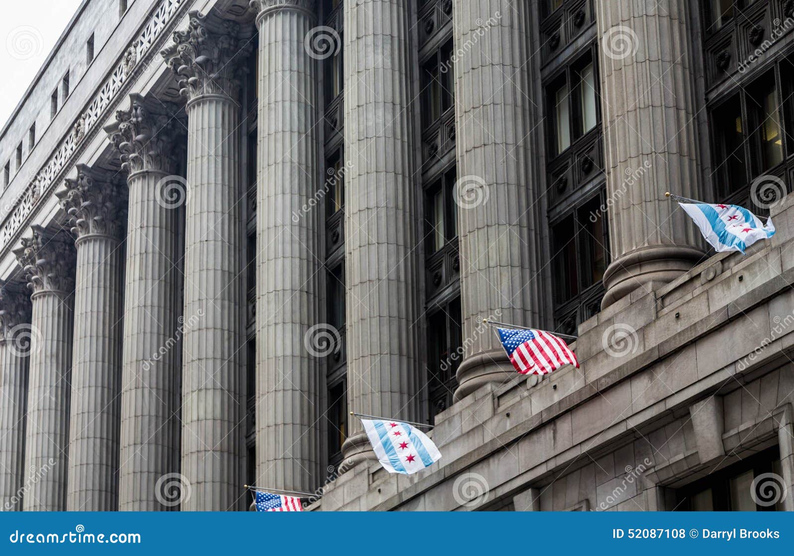 Massive Columns on Chicago Building Stock Photo - Image of urban ...
