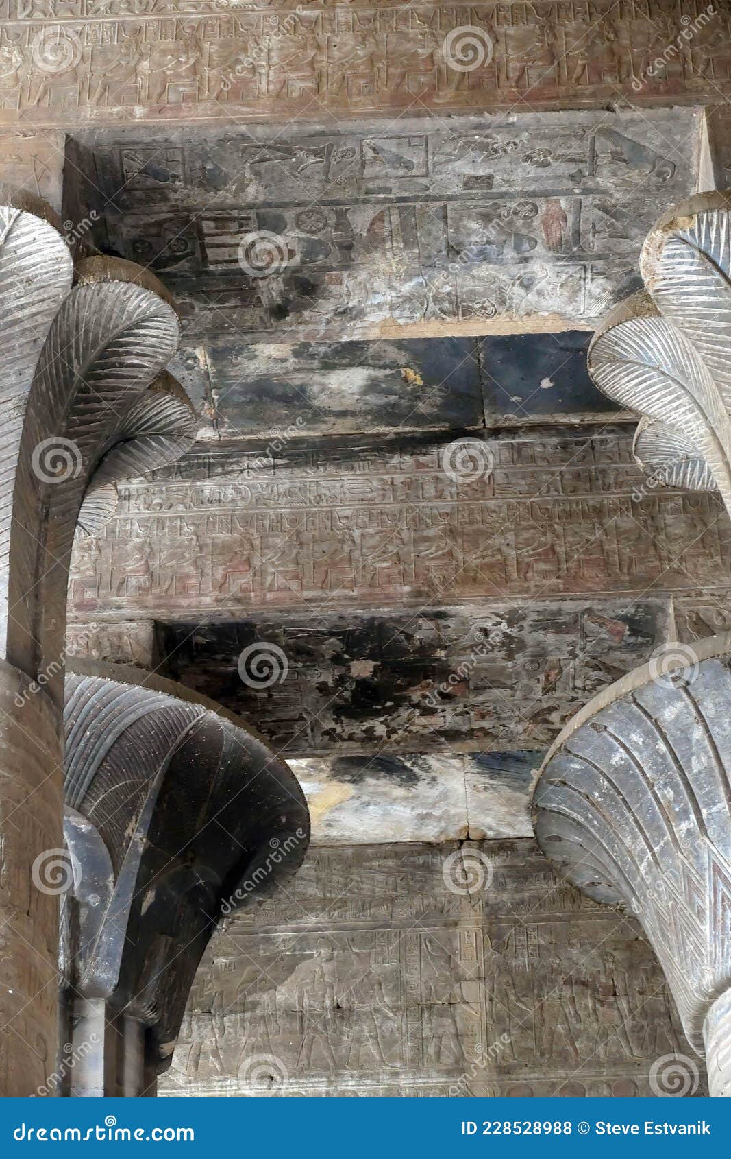 Massive Columns of the Hypostyle Hall of the Temple of Edfu Stock Photo ...