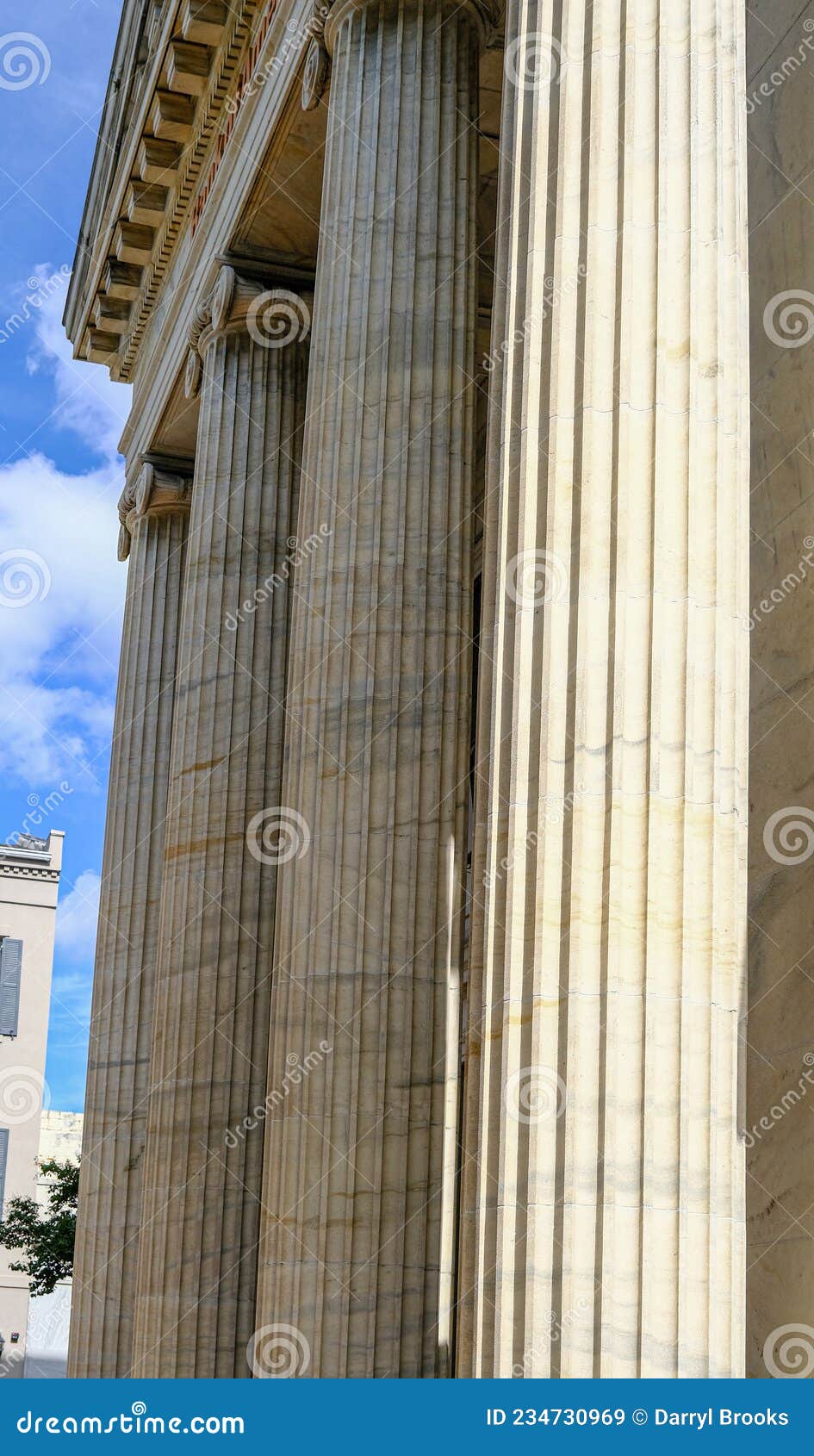 Massive Columns on Stone Building Stock Image - Image of georgia, wall ...