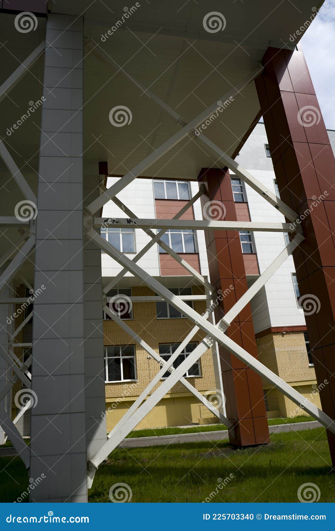 Massive Columns Supporting the Passage between Buildings. Stock Photo ...