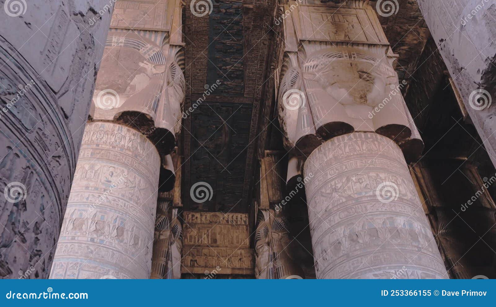 Massive Columns in the Temple of Dendera Stock Video - Video of ...