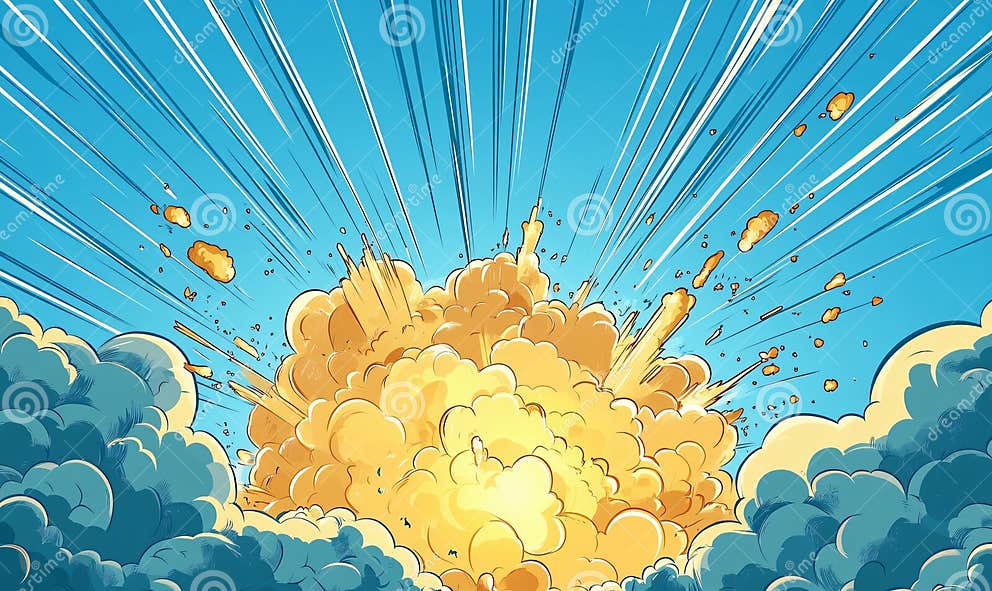 Massive Comic Book Explosion Illustration Bright High Quality Image ...