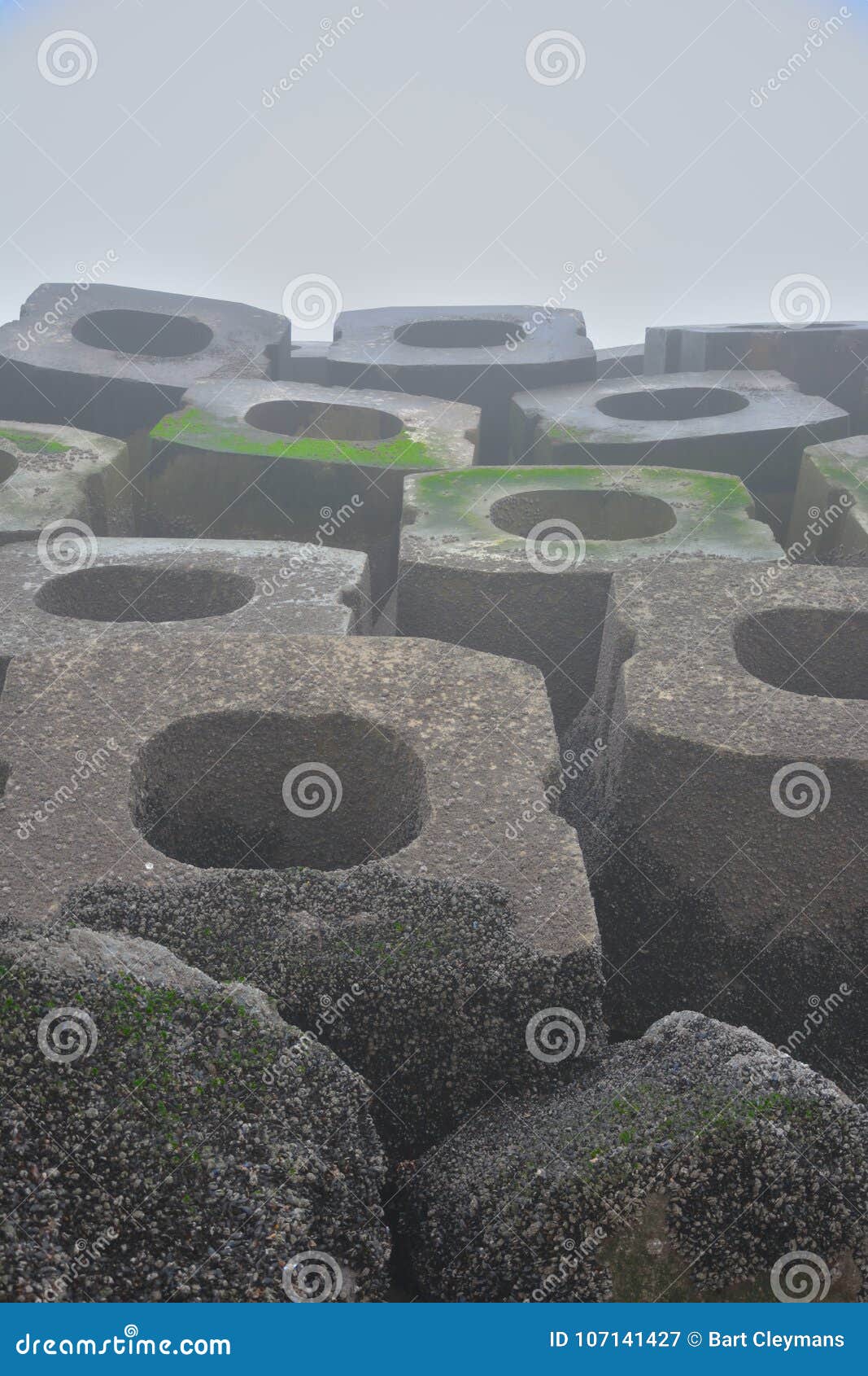 Massive Concrete Blocks of a Storm Breaker at the Beach Stock Image ...