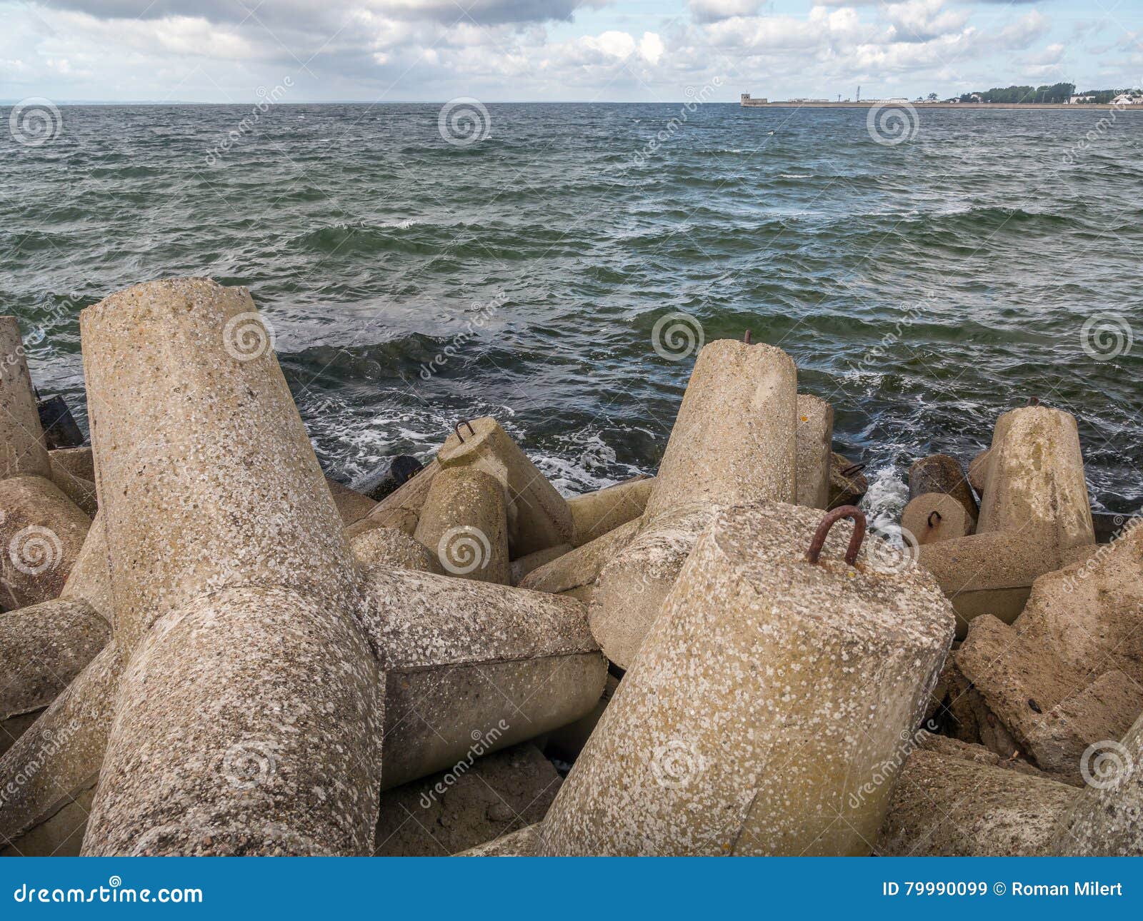 Massive Concrete Breakwaters Stock Image - Image of coastal, protection ...