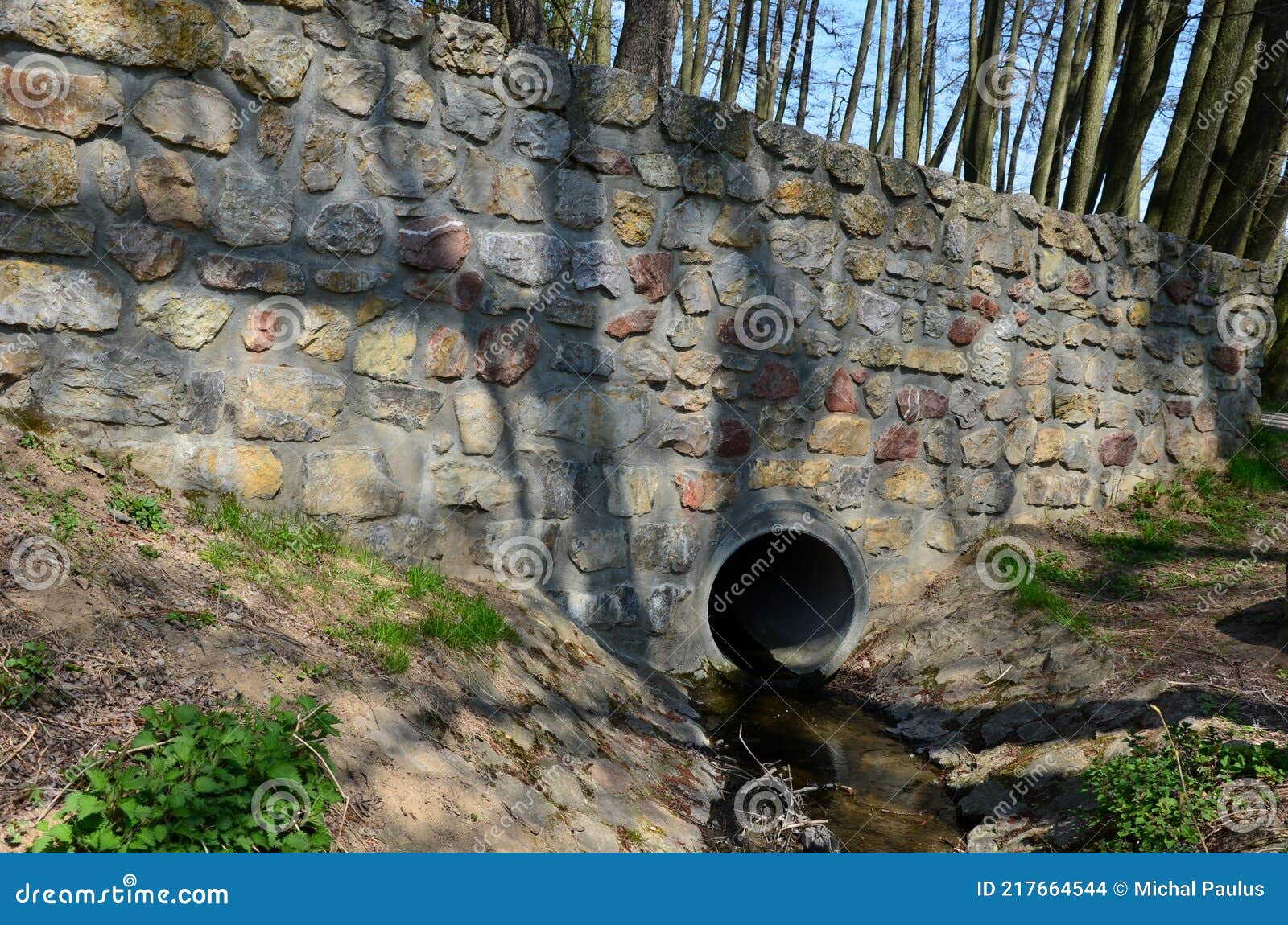 Massive Construction of a Small Bridge Over a Stream Where There is ...