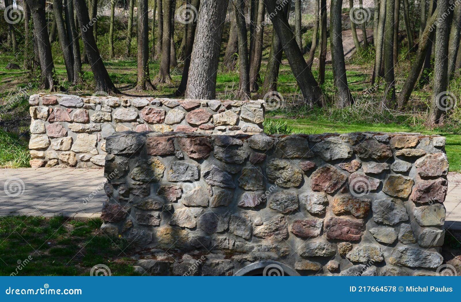 Massive Construction of a Small Bridge Over a Stream Where There is ...