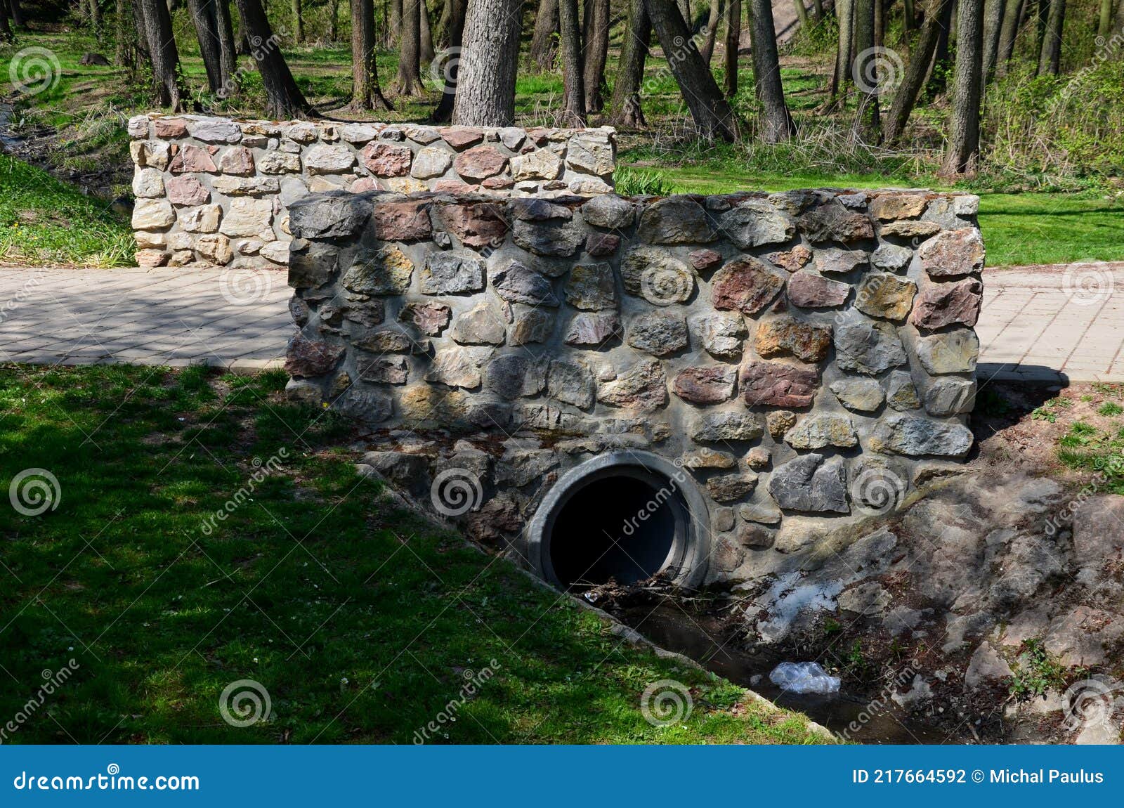 Massive Construction of a Small Bridge Over a Stream Where There is ...