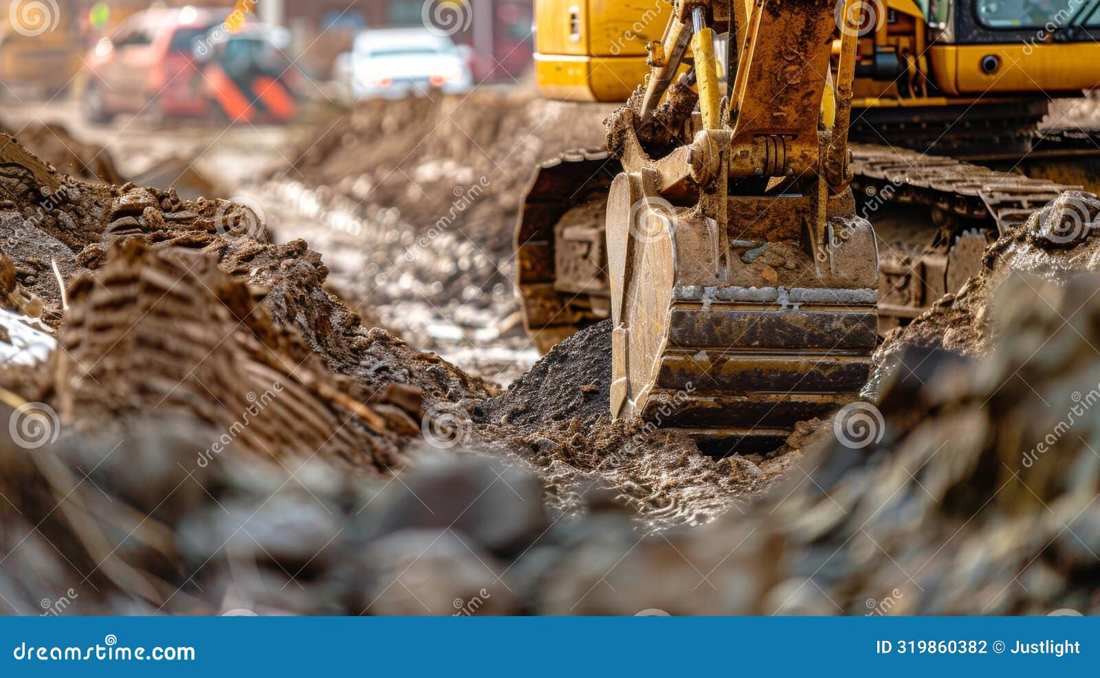 Massive Construction Vehicles are Hard at Work Digging Up the Ground To ...