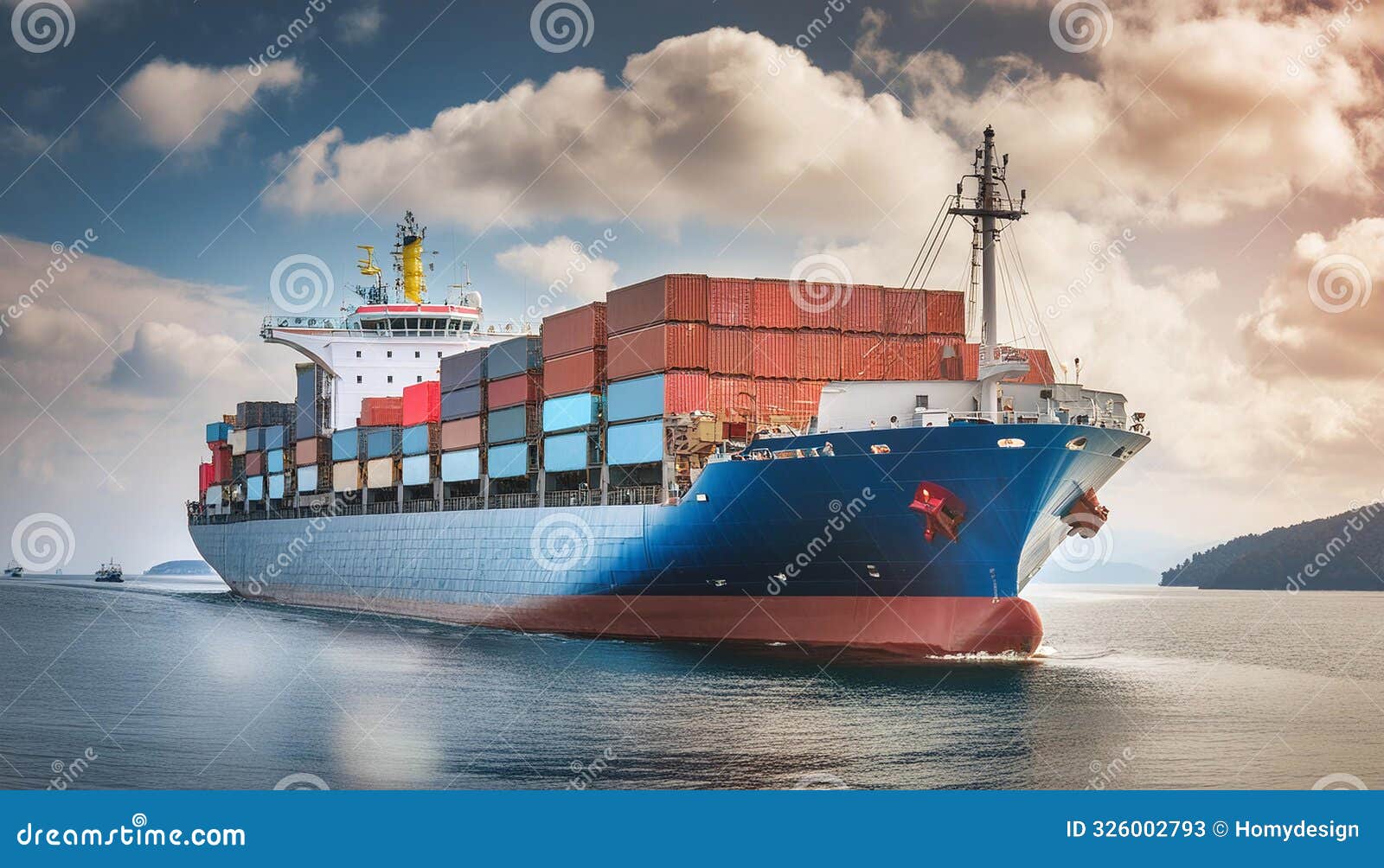 A Massive Container Ship, Laden with Cargo, Sails through Calm Waters ...