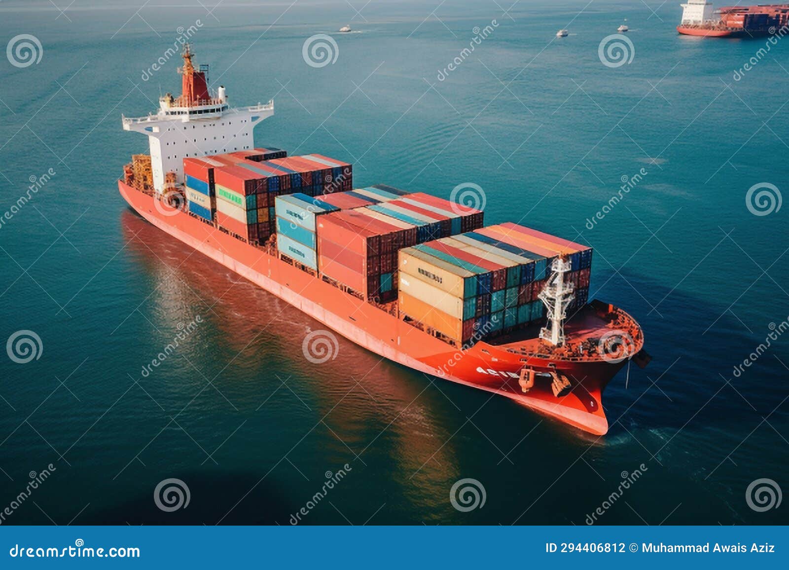Container Ship with Cargo Containers in the Sea Stock Photo - Image of ...