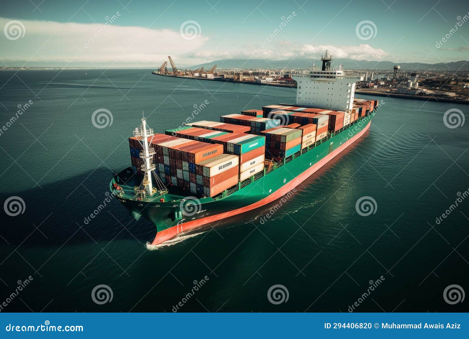 Container Ship with Cargo Containers in the Sea Stock Photo - Image of ...