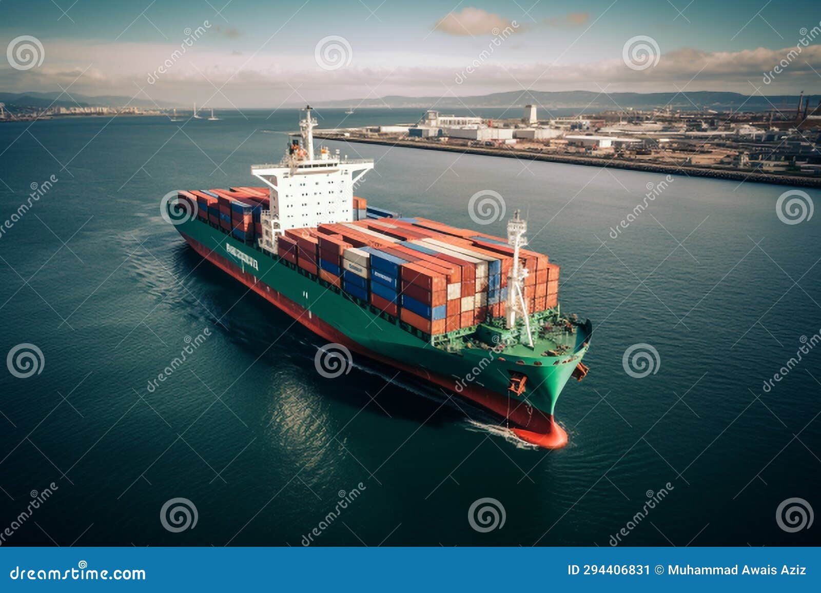 Container Ship with Cargo Containers in the Sea Stock Image - Image of ...