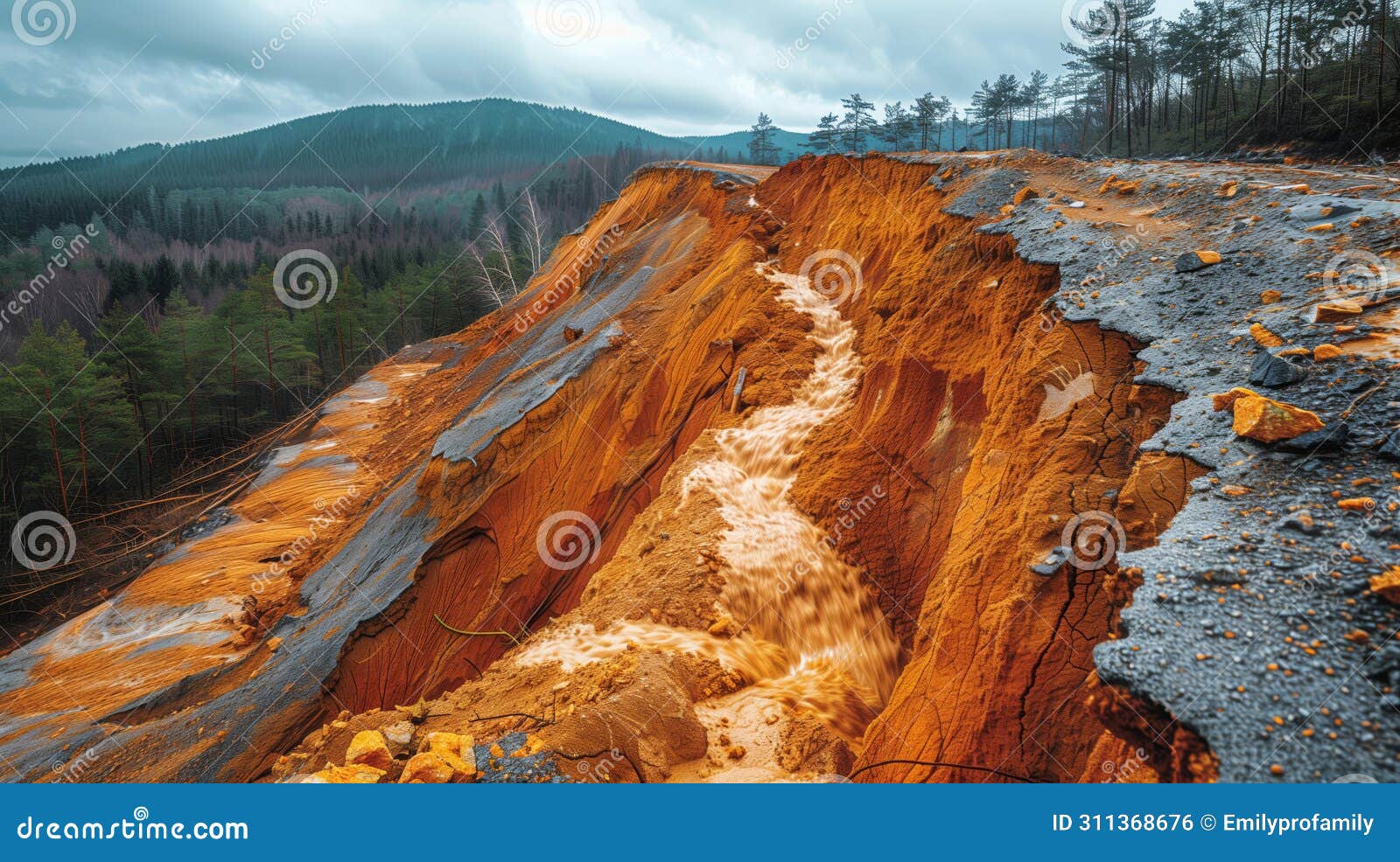 Large Crack on Mountain Side Stock Illustration - Illustration of ...