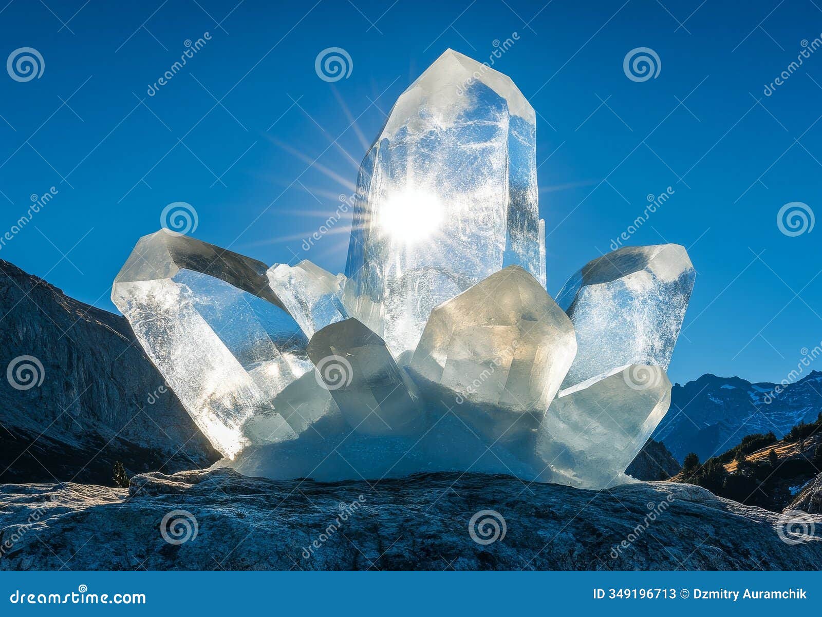 Massive Crystal Structure: Sharp Facets and Light Refraction. Stock ...