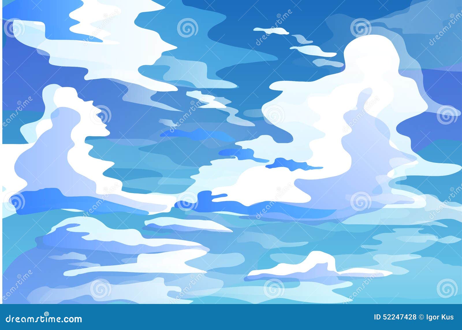 Massive Cumulus Clouds in the Sky during the Day Vector. Stock Vector ...