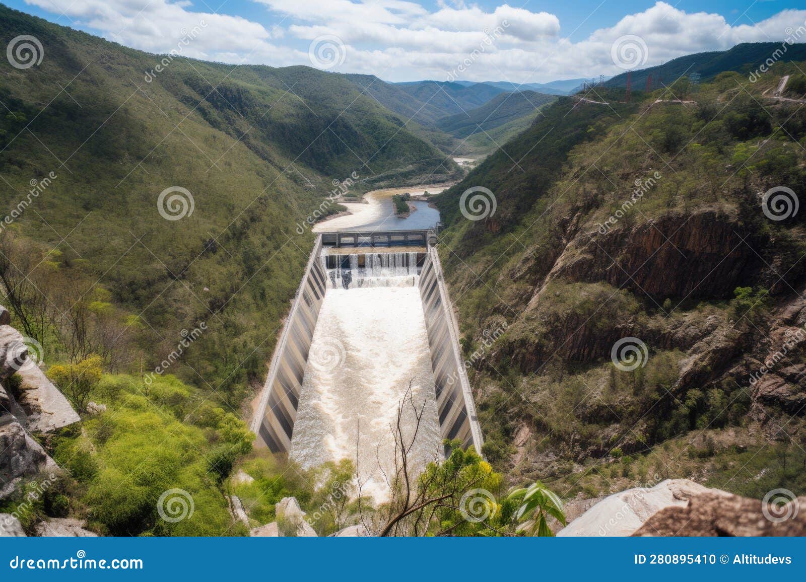 Massive Dam, Holding Back Cascading Rivers, and Powering the ...