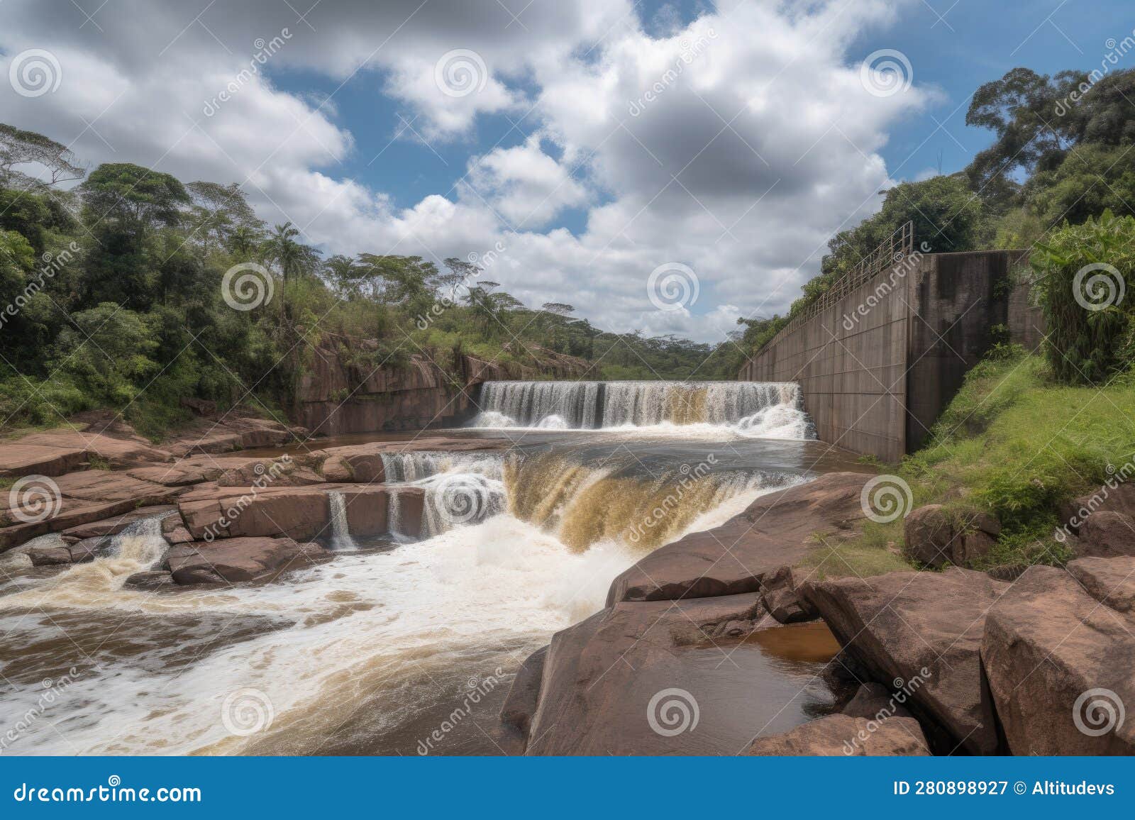 Massive Dam, Holding Back Cascading Rivers, and Powering the ...