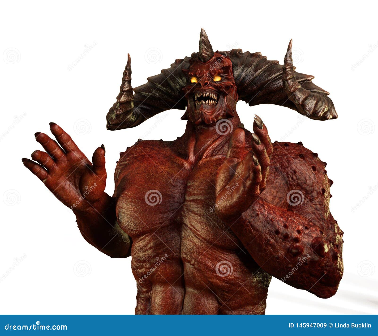 Laughing Demon on white stock illustration. Illustration of muscular ...