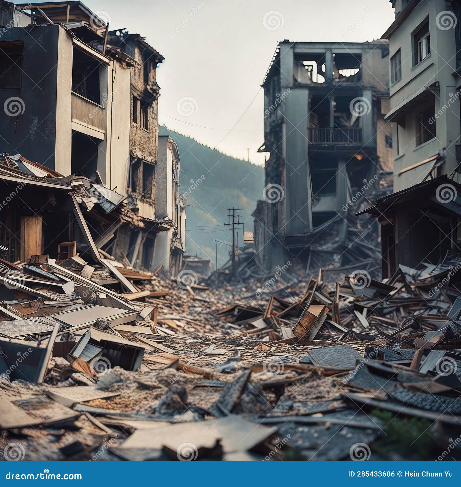 Massive Devastation Broken Building Debris after Earthquake Stock ...