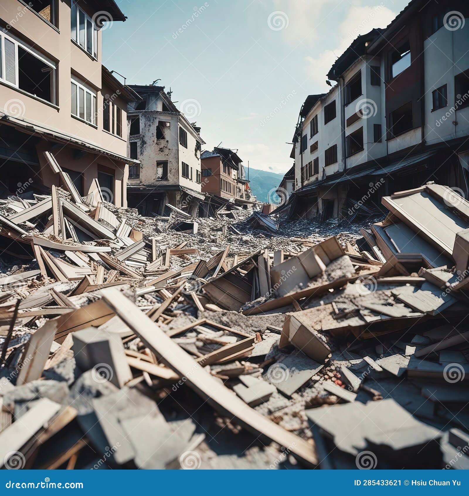 Massive Devastation Broken Building Debris after Earthquake Stock Image ...