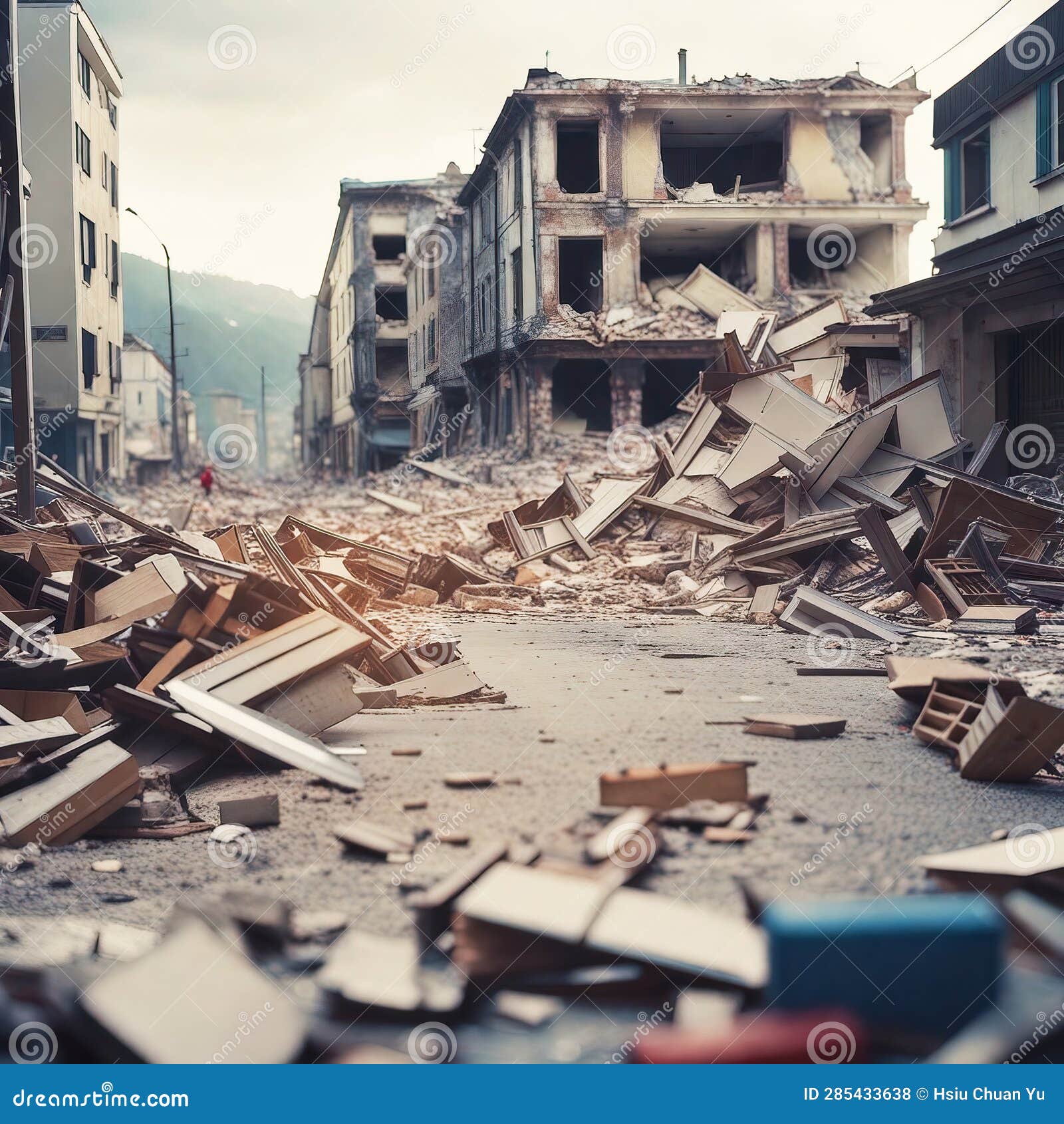 Massive Devastation Broken Building Debris after Earthquake Stock Photo ...