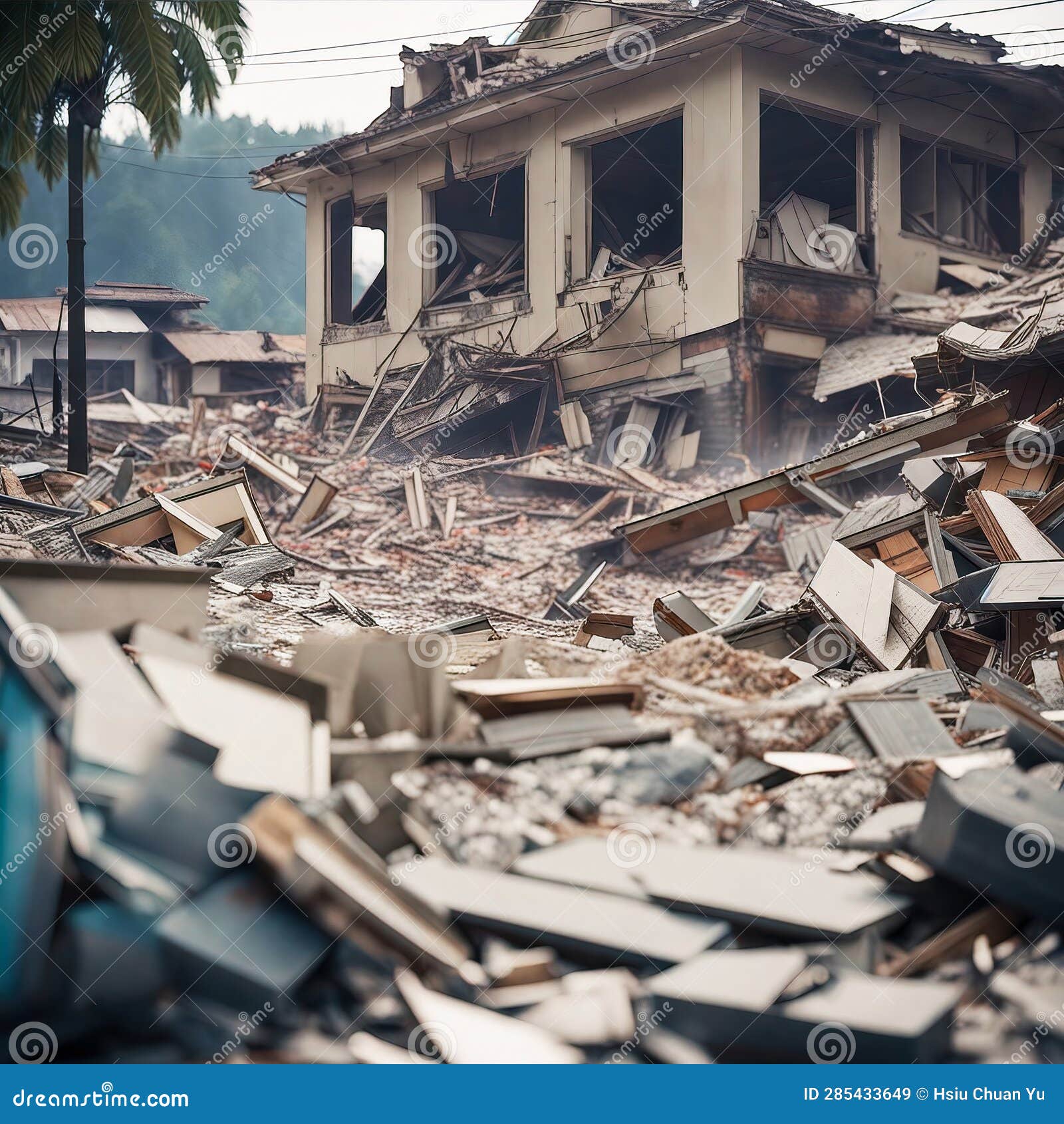 Massive Devastation Broken Building Debris after Earthquake Stock ...