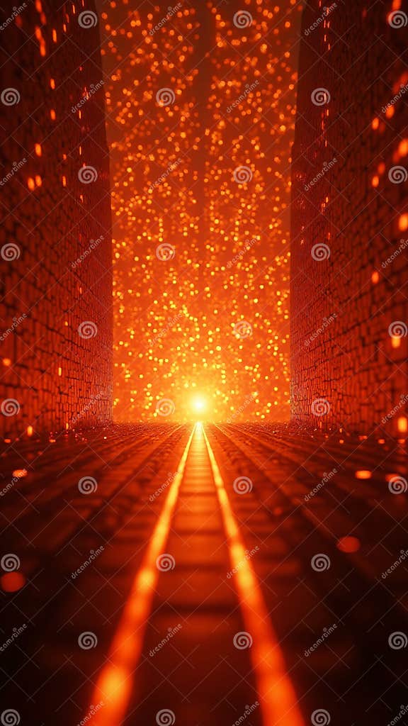 A Massive Digital Firewall Visualized As a Glowing Wall of Intricate ...