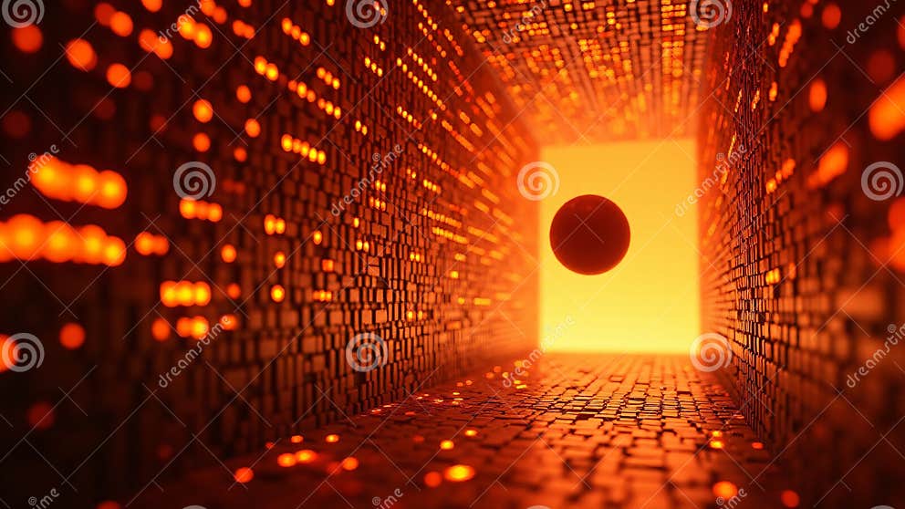 A Massive Digital Firewall Visualized As a Glowing Wall of Intricate ...