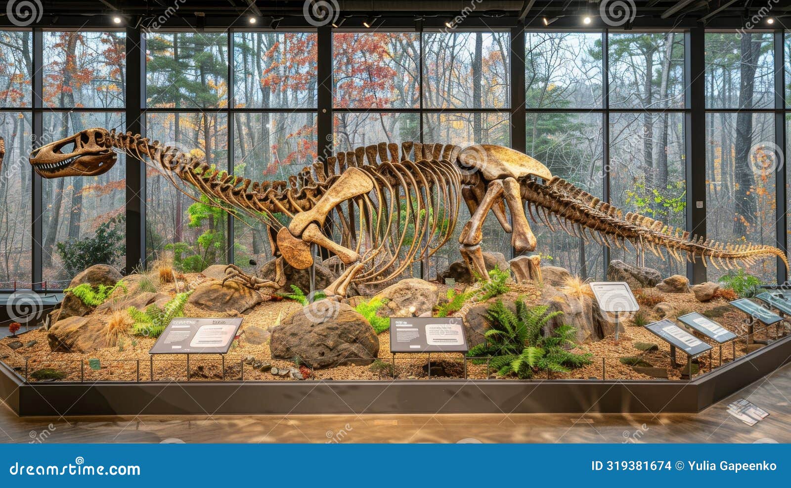 Massive Dinosaur Skeleton at Museum Stock Photo - Image of prehistoric ...
