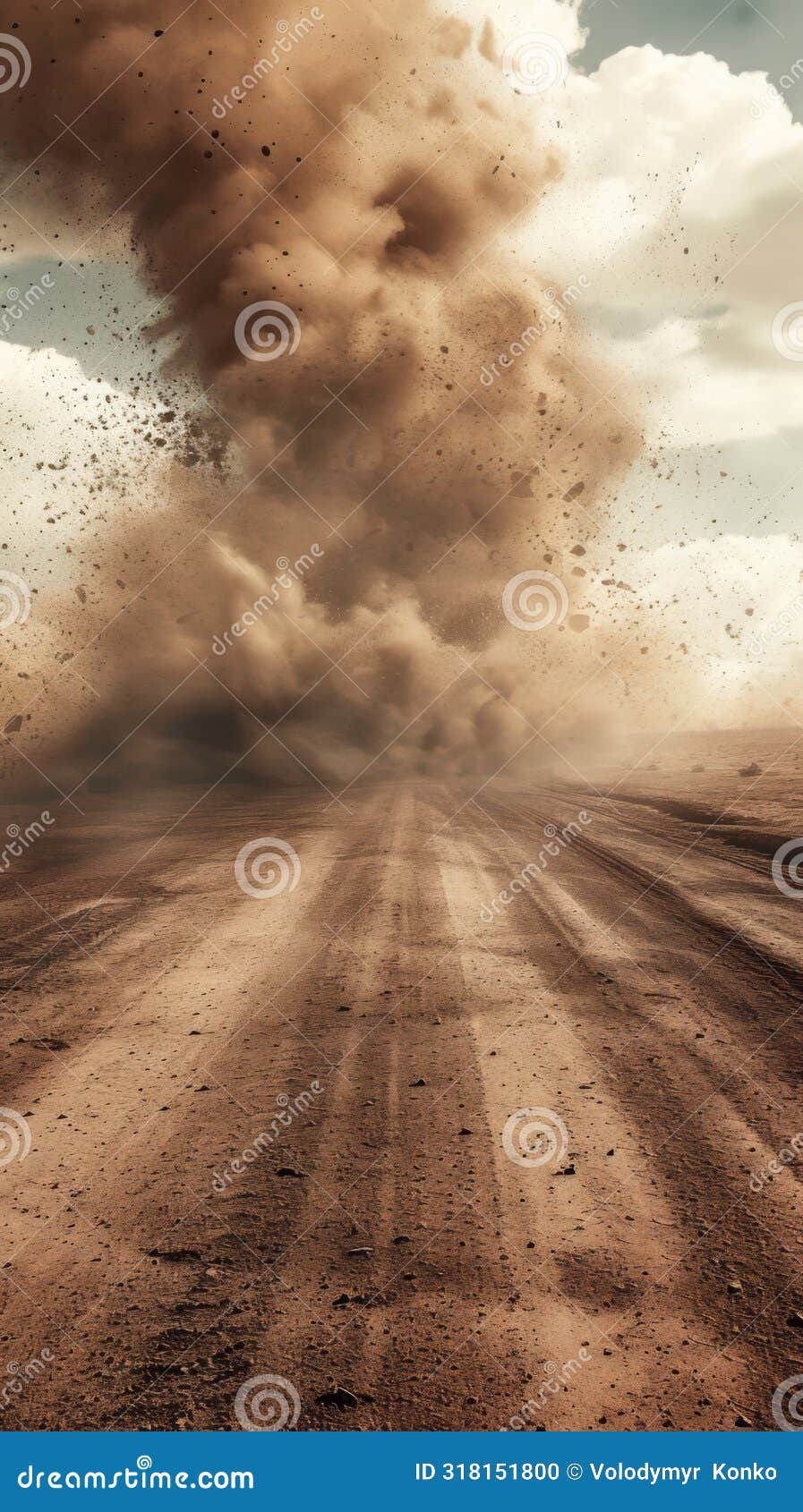 Massive Dust Storm Approaching on Dry Desert Road Stock Photo - Image ...