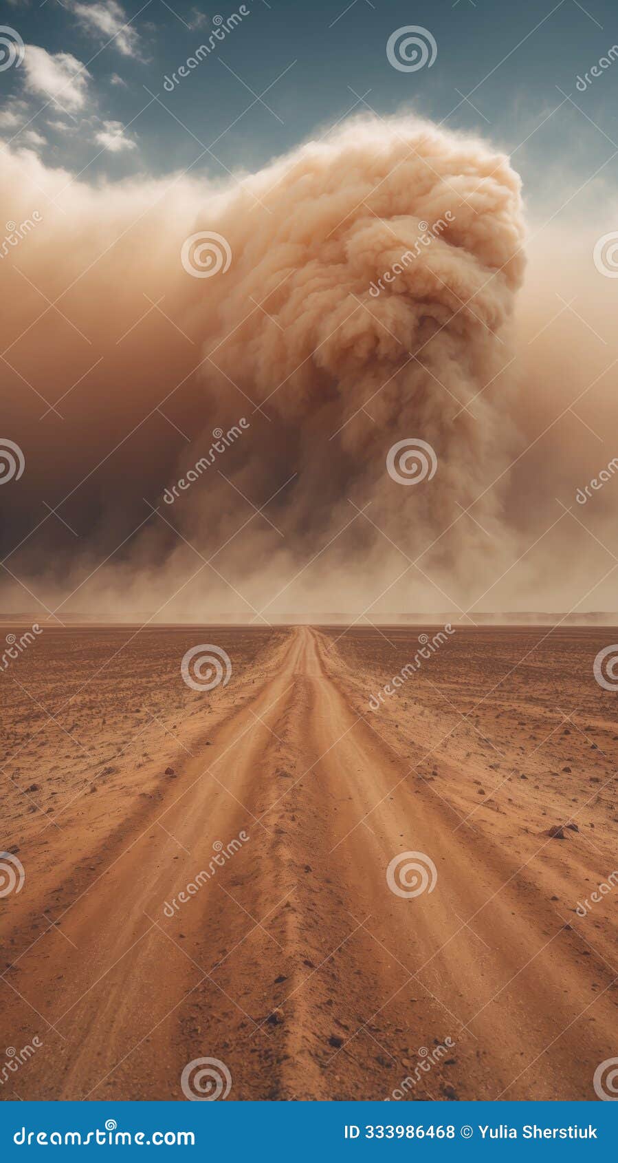 Massive Dust Storm Rolling Over a Barren Landscape. Stock Illustration ...