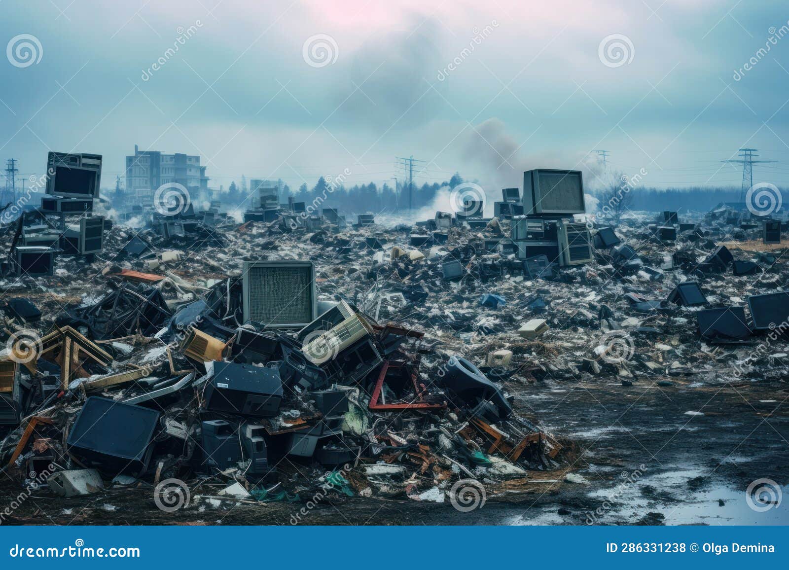 Massive E-waste Dumpsite on the Outskirts of a City, Scale of ...