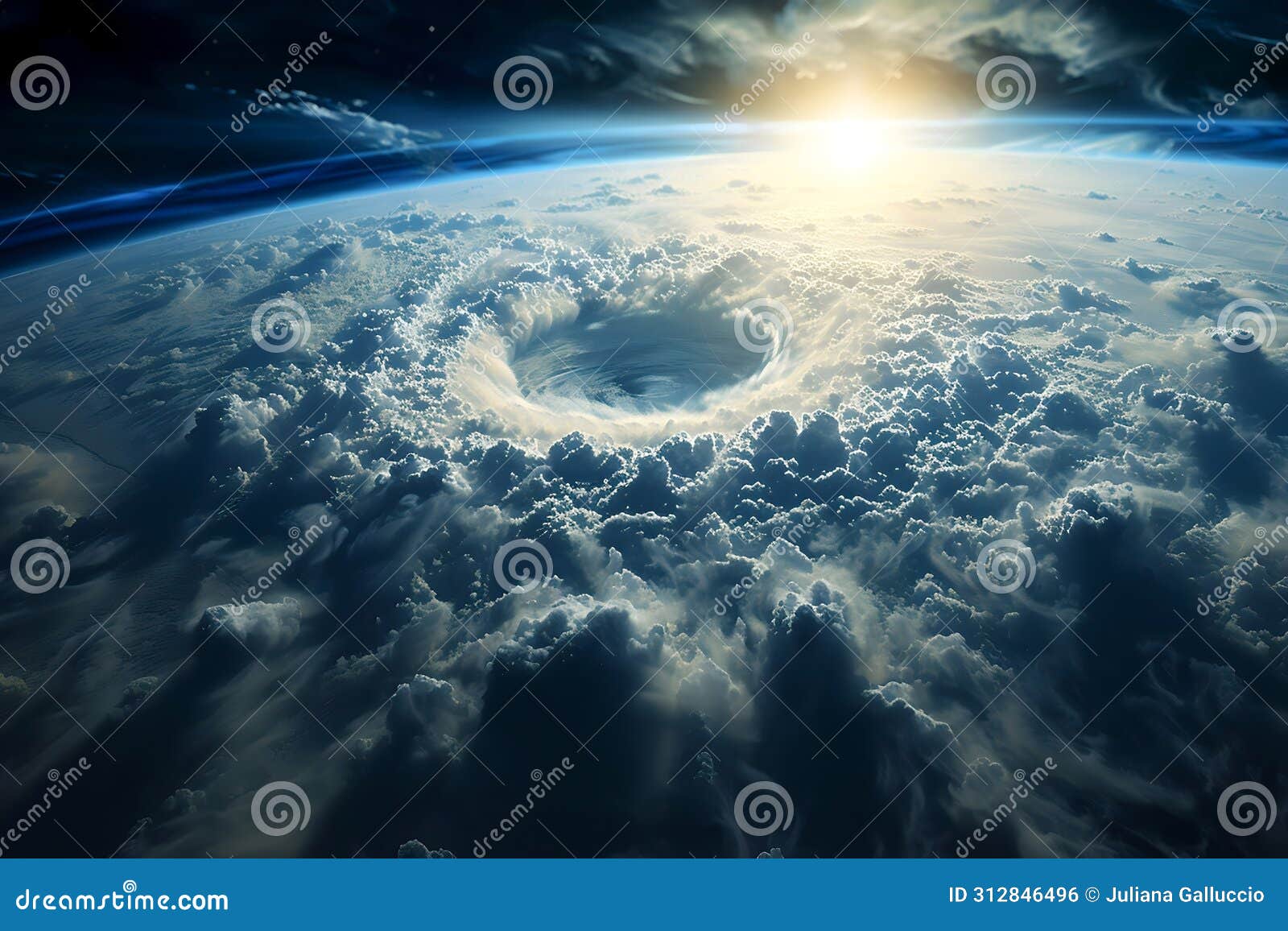 Massive Earth Explosion from Space with Vortex Effect Stock Photo ...