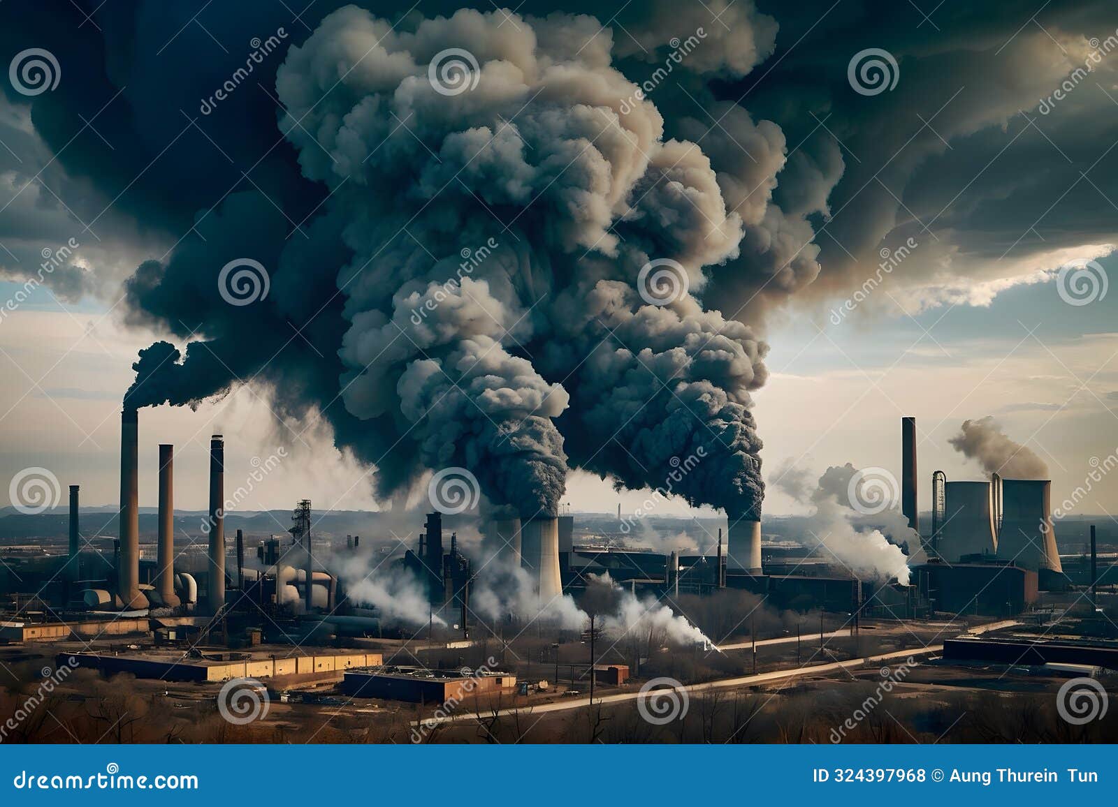 A Massive Emission of Smokes from Factories Causing Air Pollution Stock ...