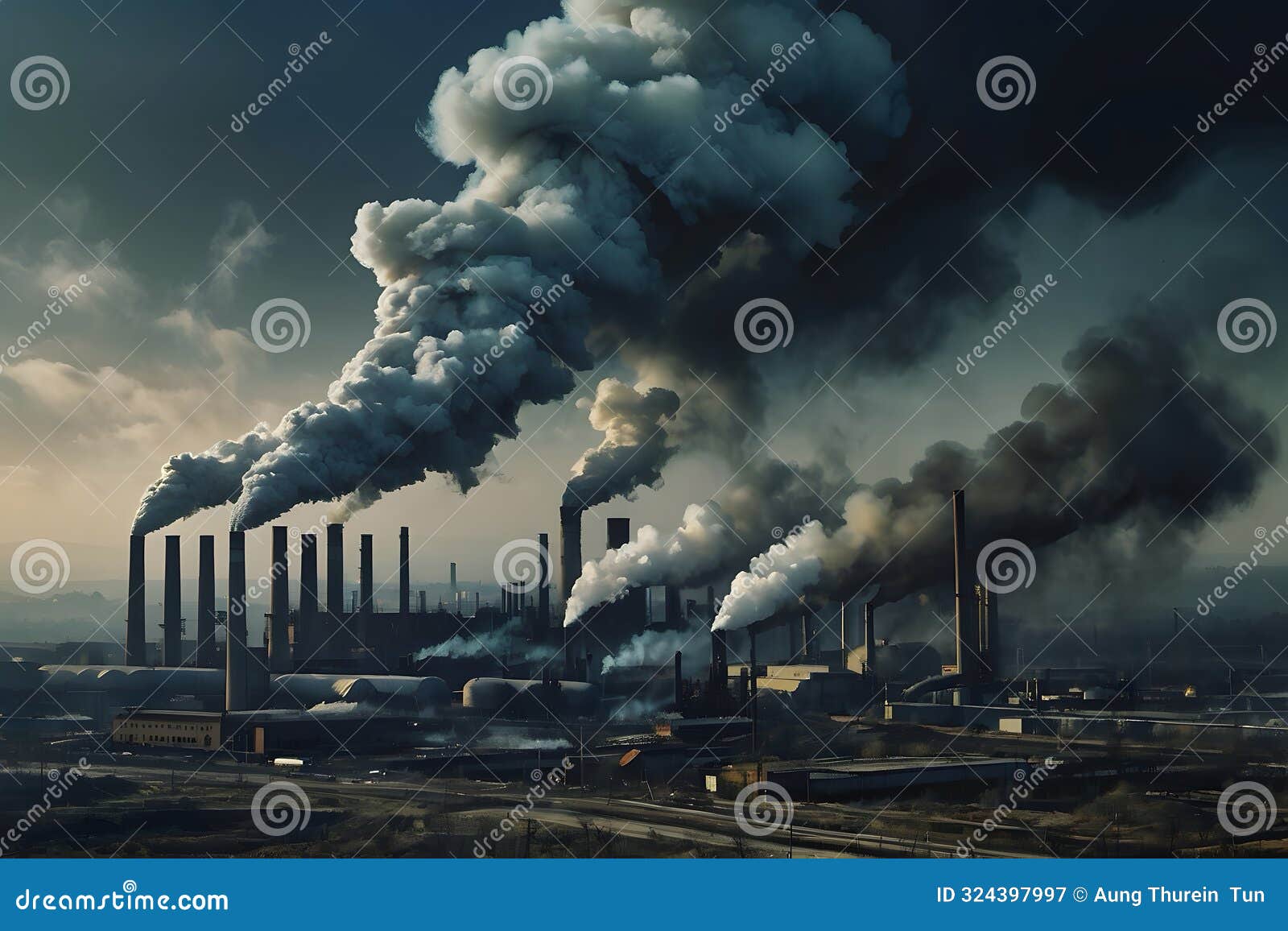 A Massive Emission of Smokes from Factories Causing Air Pollution Stock ...