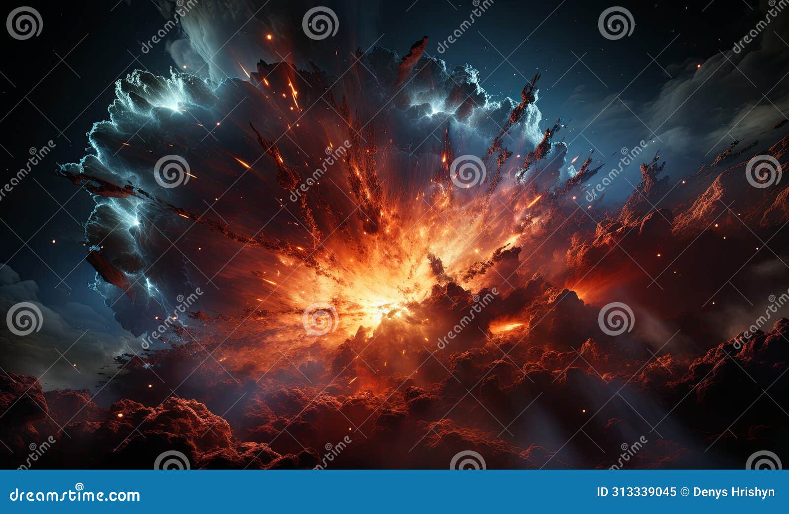 Massive Explosion of Clouds in Night Sky Stock Image - Image of stormy ...