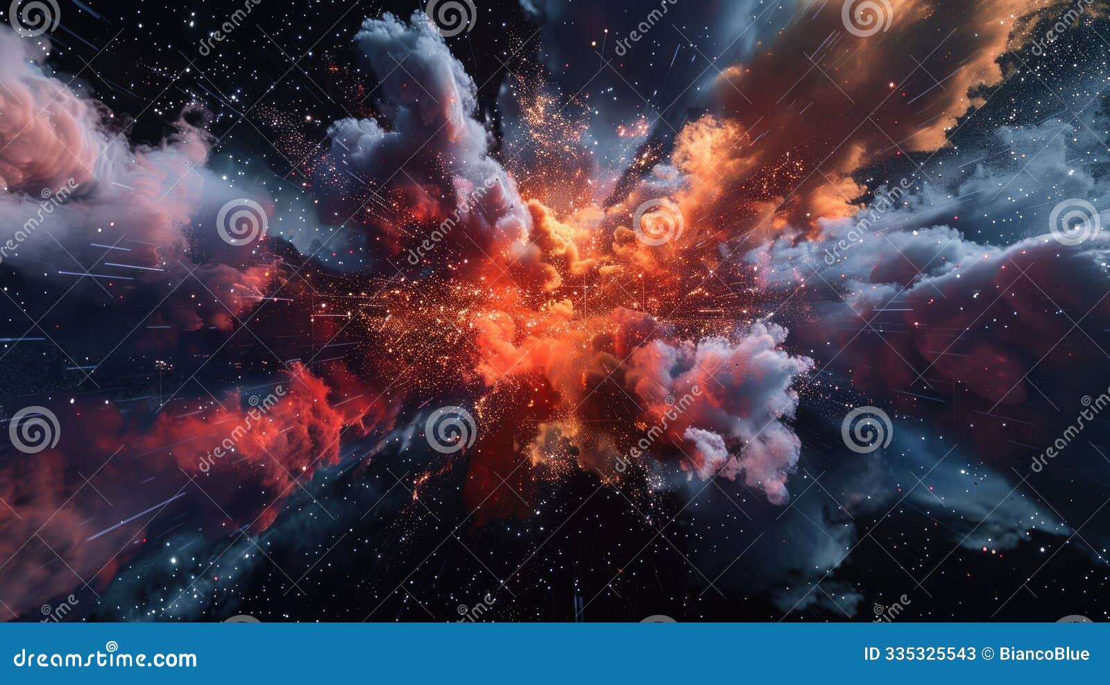 Massive Explosion with Colorful Smoke in Space. Vibrant Visual Effect ...