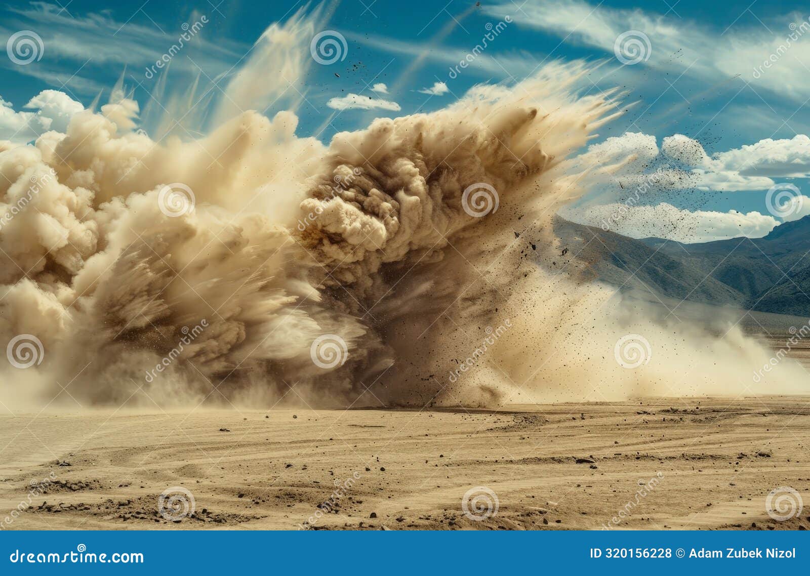 Massive Explosion in Desert Landscape Stock Illustration - Illustration ...