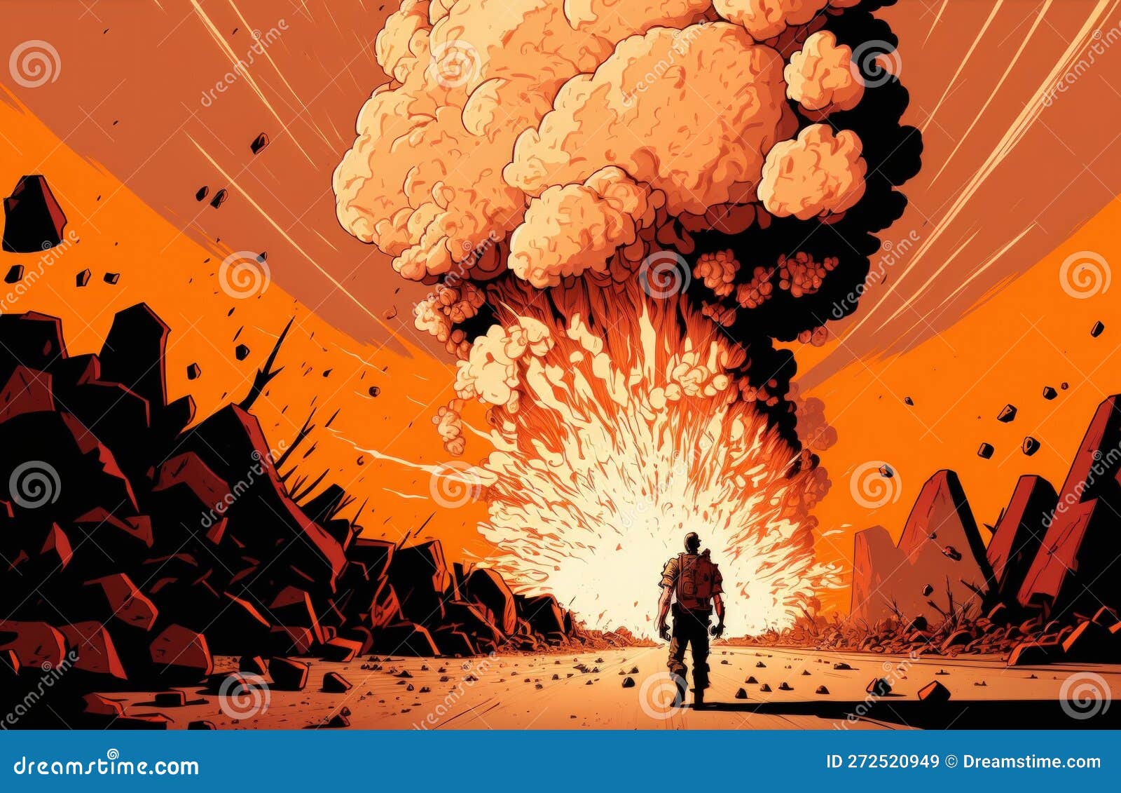 Massive Explosion and a Napalm Fueled Fire Wall Stock Illustration ...