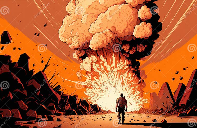 Massive Explosion and a Napalm Fueled Fire Wall Stock Illustration ...