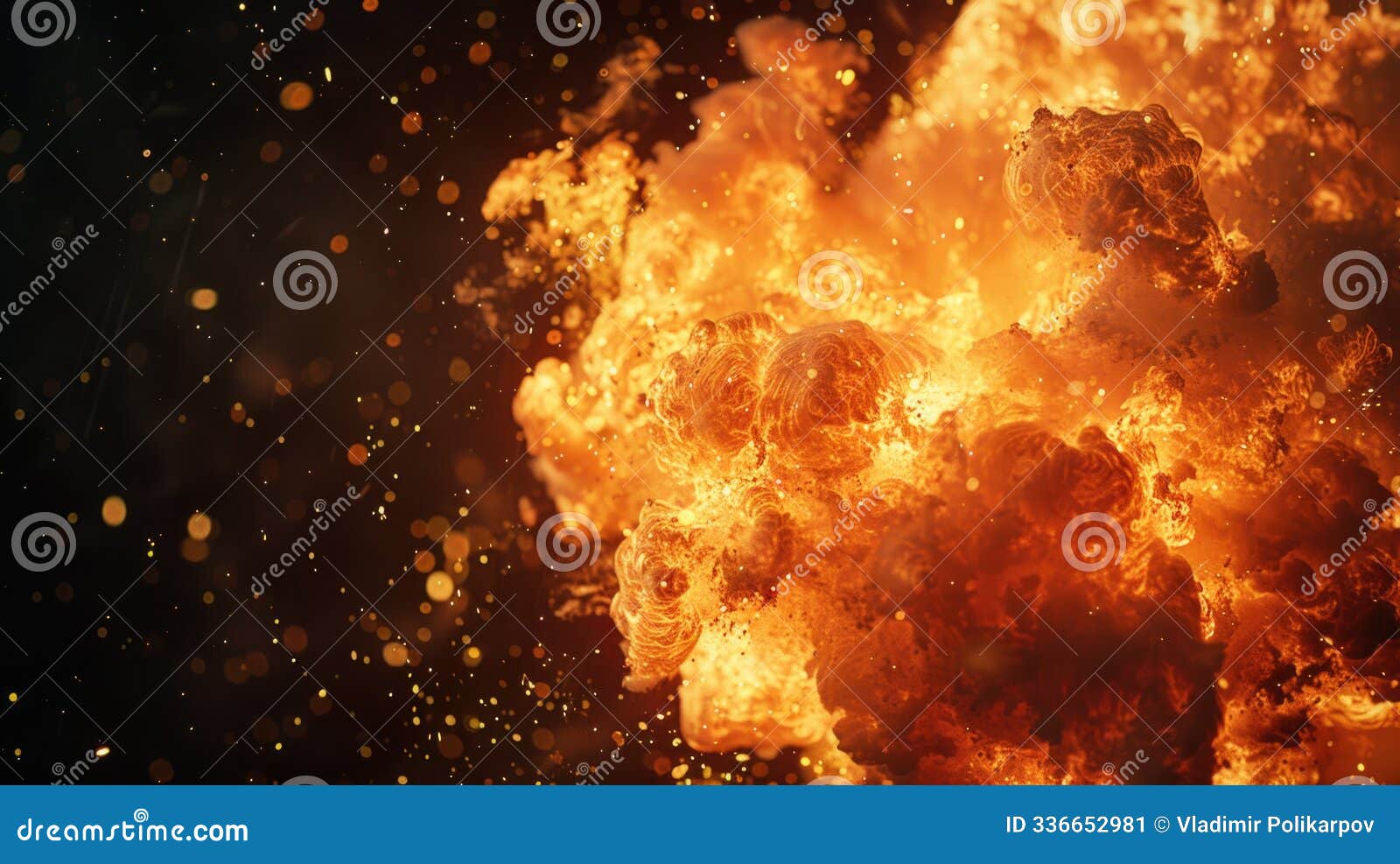 A Massive Explosion of Orange and Yellow Flames, with Intense Heat and ...