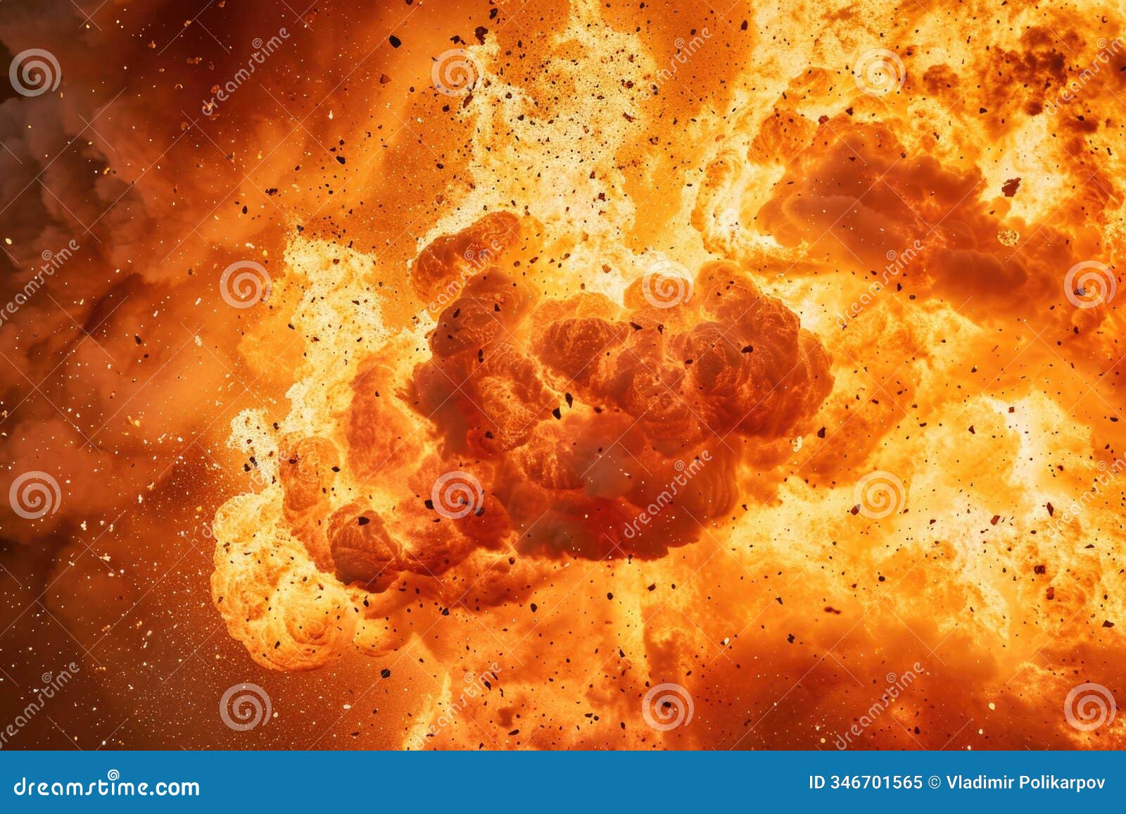 A Massive Explosion of Orange and Yellow Smoke Fills the Air Stock ...