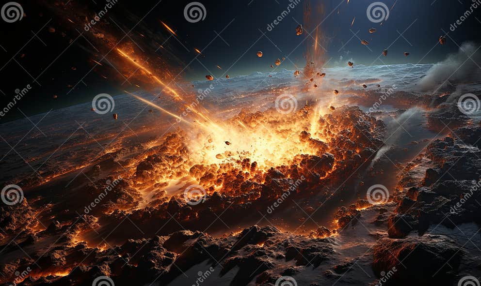 Massive Explosion of Rocks and Debris in Space Stock Photo - Image of ...