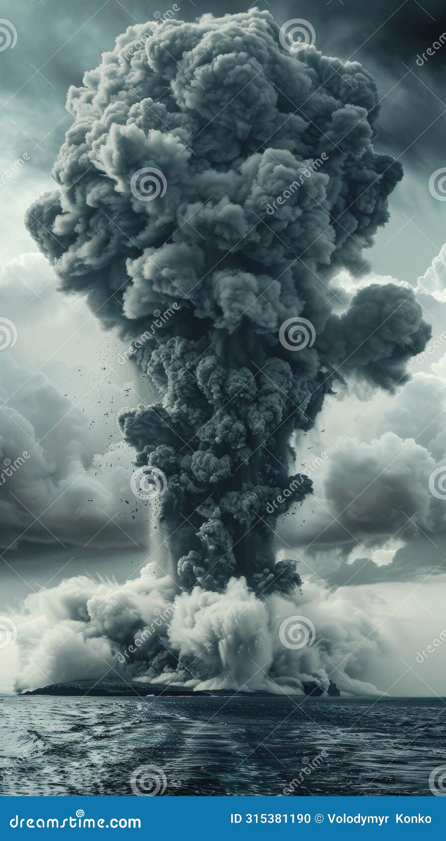 Massive Explosion at Sea with Towering Smoke Stock Photo - Image of ...