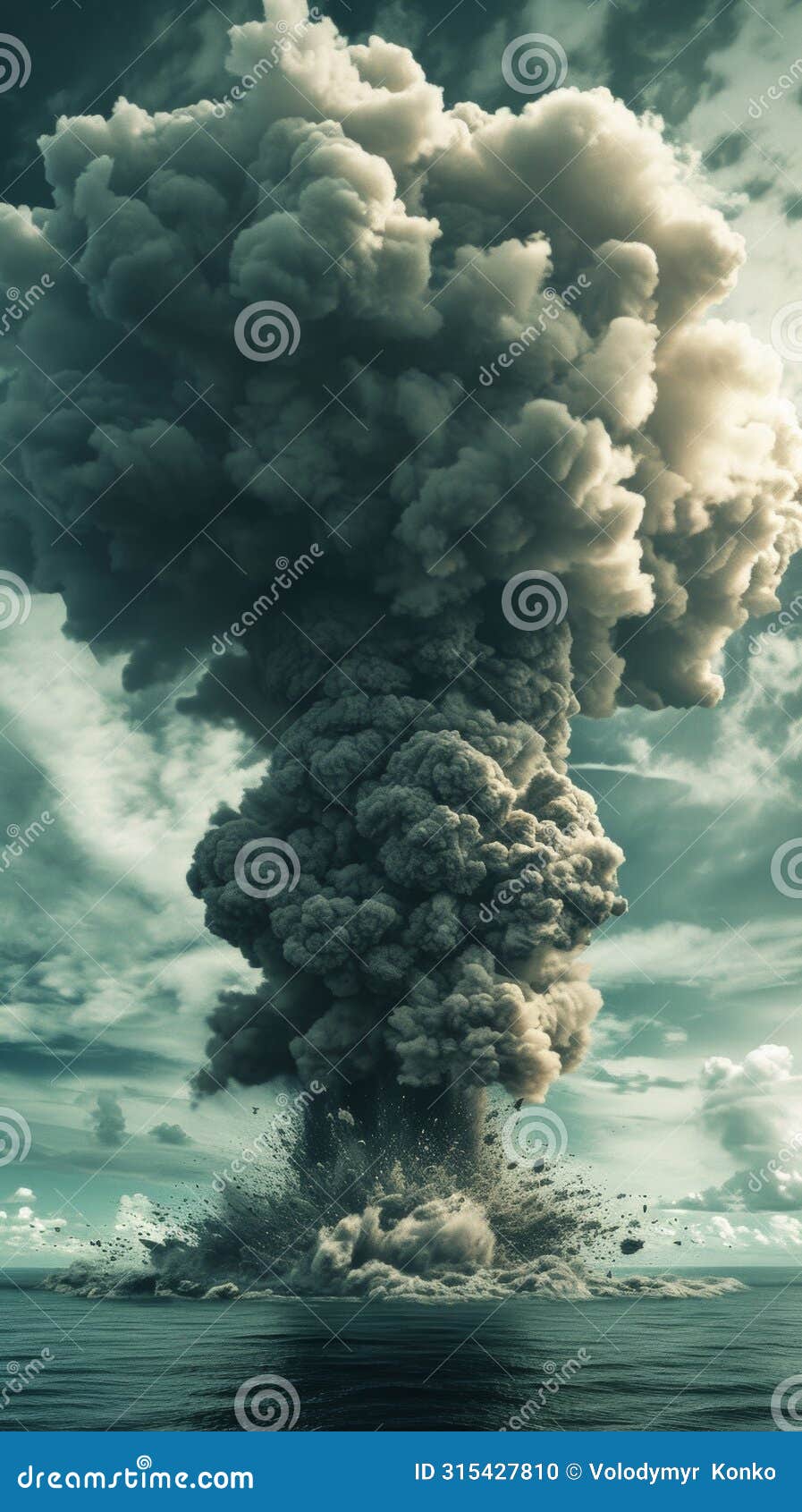 Massive Explosion at Sea with Towering Smoke Stock Photo - Image of ...