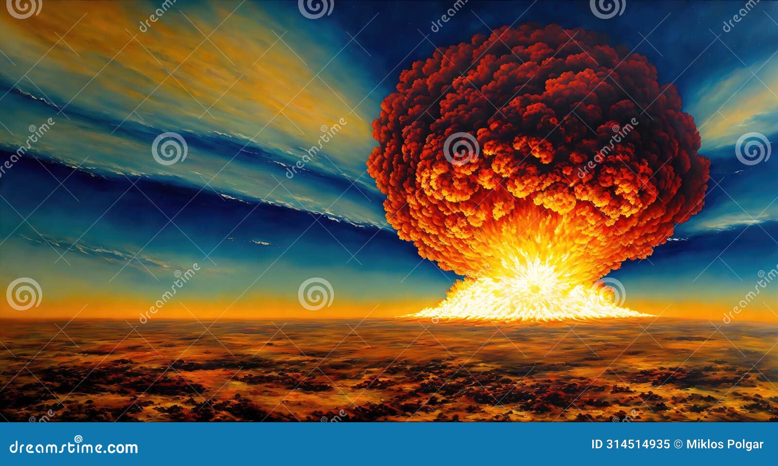 A Massive Explosion in the Sky, with Flames and Smoke Emanating from ...